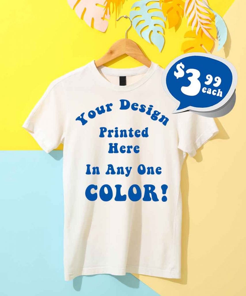 100 custom printed white t-shirts - National Sportswear